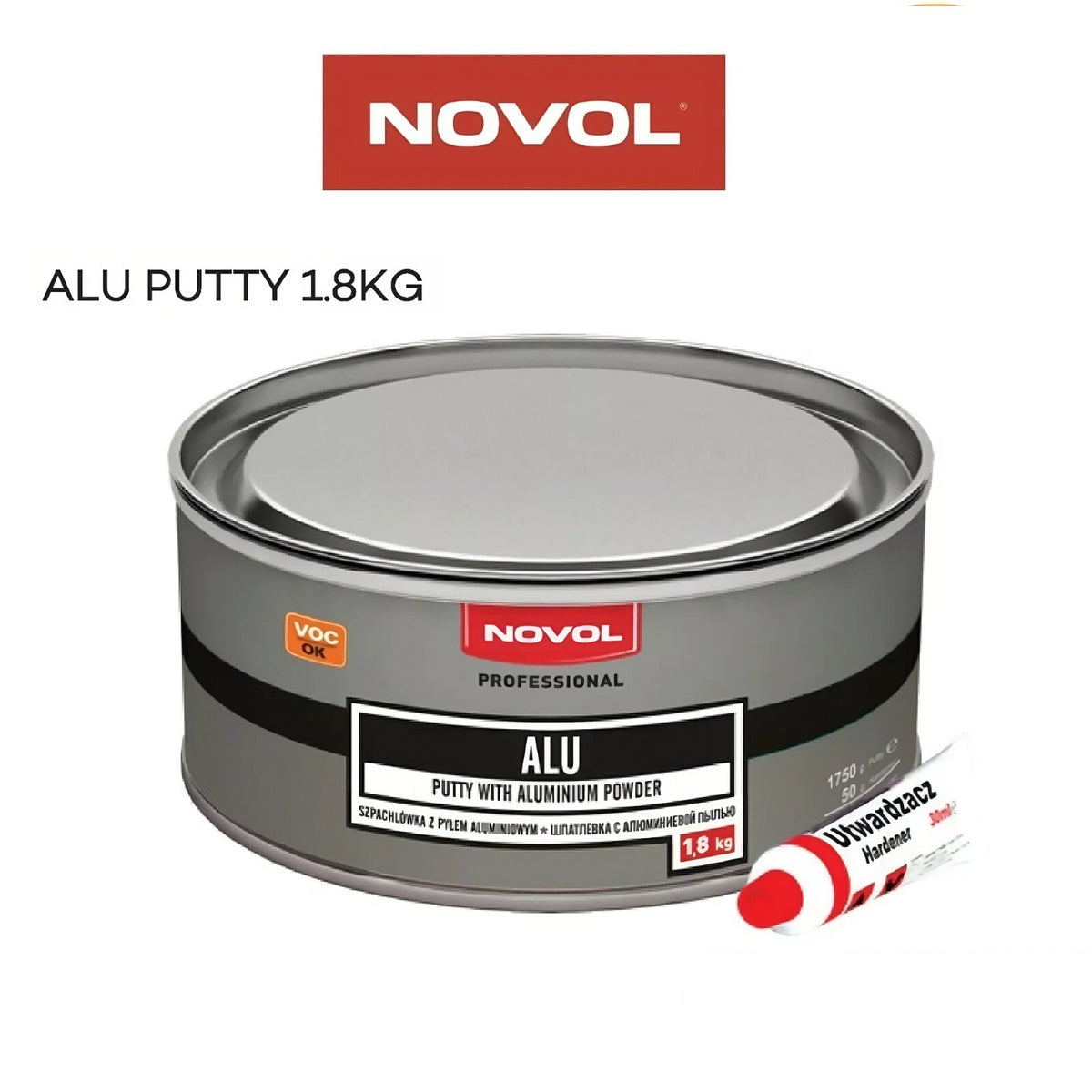 NOVOL ALU PUTTY WITH ALUMINIUM POWDER BODY FILLER 1.8KG WITH BPO HARDE ...