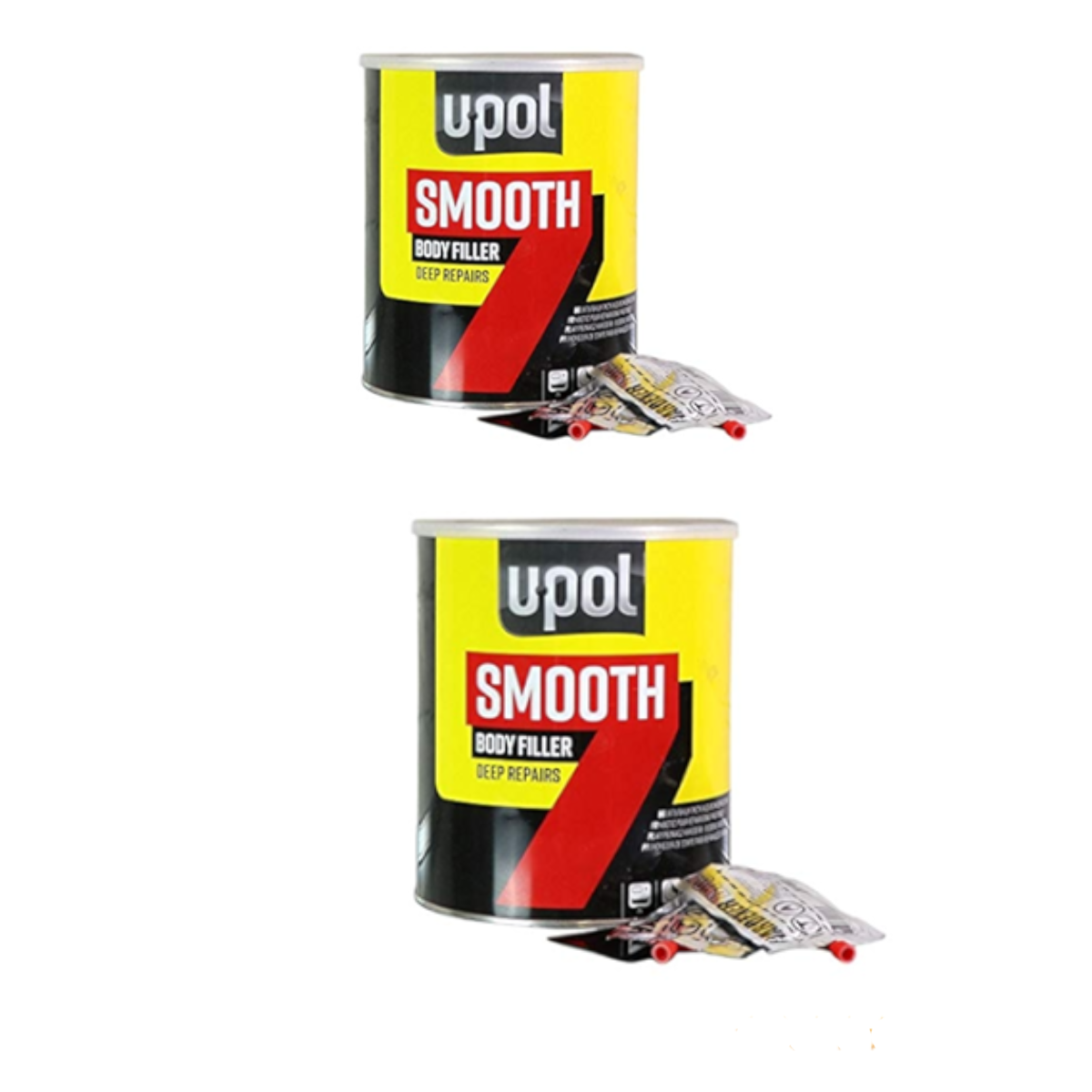 2 X U-POL Smooth 7 Car Body Filler 3L + BPO HARDNER + SPREDER ...